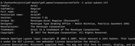 pdf generation placing a subset of a font into a manually created pdf stack overflow
