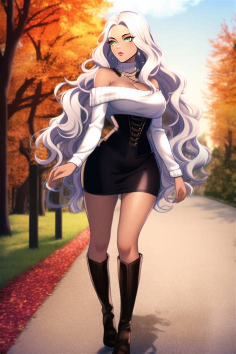 Long Wavy White Hair Green Eyes Brown Skin Eyel By Varm209 On Deviantart