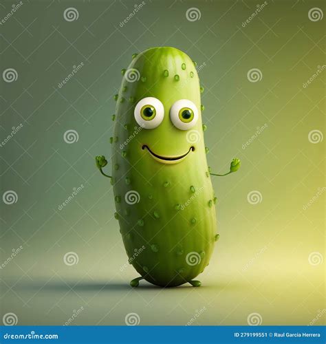 Cute Cartoon Pickle Cucumber Character Generative Ai Stock