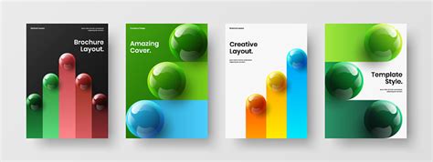 독특한 3d 구 전단지 일러스트 구성 화려한 회사 커버 디자인 벡터 템플릿 세트 개념에 대한 스톡 벡터 아트 및 기타 이미지 개념 개체 그룹 고급 Istock