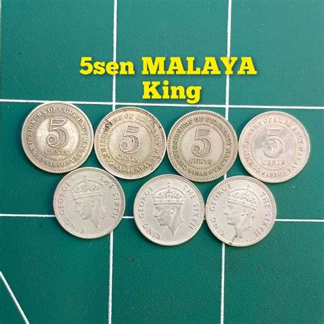 Coin Malaya 5sen King Queen Duit Syiling Lama Duit Kertas Lama Duit