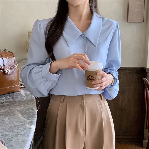 아뜨랑스 🍂어텀위크쿠폰팩 ⚡️부분 오늘출발⚡️ 자체제작 포멜리 빅카라 브이넥 셔링 올드머니룩 하객 블라우스긴팔 가을하객 셔츠 셔링블라우스 하객룩 블라우스