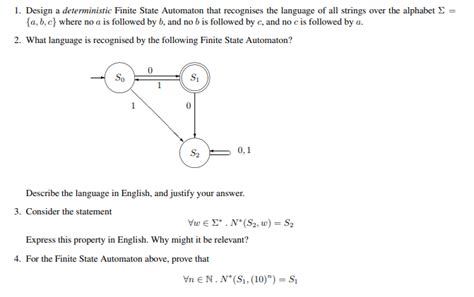 solved 1 design a deterministic finite state automaton