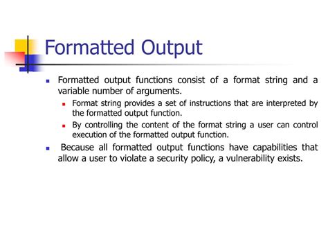 Ppt Formatted Output Secure Coding In C And C Powerpoint