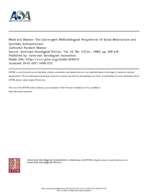 Pdf 1980 Herbert Blumer The Convergent Methodological Perspectives Of Social Behaviorism