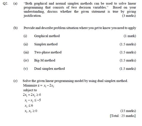 Solved Q2 “both Graphical And Normal Simplex Methods Can Be