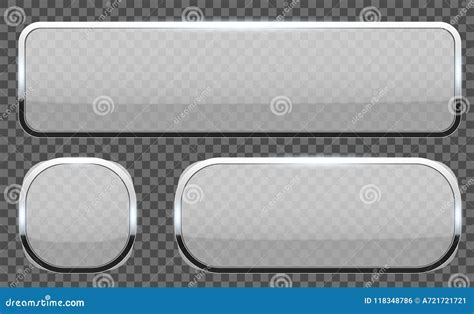 白色3d玻璃按钮的创造性的传染媒介例证有在透明背景与阴影落隔绝的镀铬物框架的 A 库存例证 插画 包括有 会议室 卵形 118348786