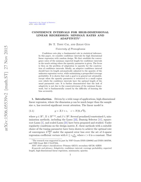 pdf confidence intervals for high dimensional linear regression minimax rates and adaptivity