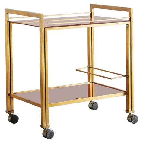 French Maison Jansen Solid Brass Bar Cart At 1stdibs