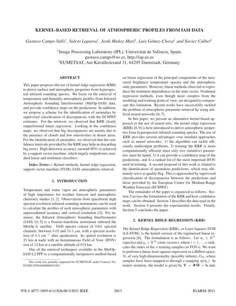 Pdf Kernel Based Retrieval Of Atmospheric Profiles From Iasi Data
