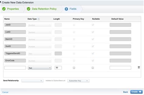 Send Log Data Extension Setup