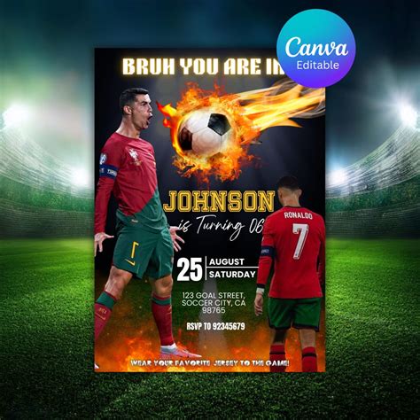 Invitación De Cristiano Ronaldo Invitación De Cumpleaños De Fútbol De