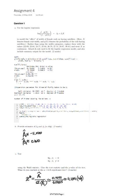 Assignment 4 Question 1 Assignment 4 Thursday 23 May 2024 1136 Am