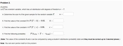 Solved Problem 2 6 Points Let T Be A Random Variable