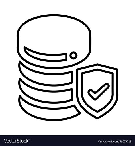Database Protection Security Outline Icon Line Vector Image