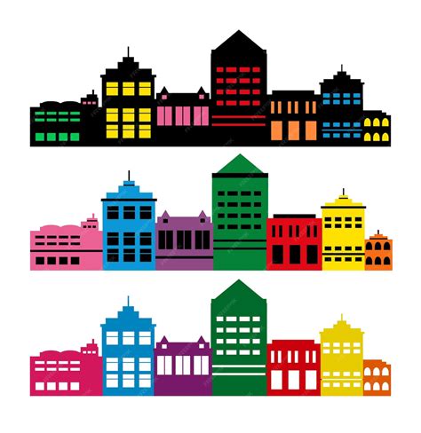 Premium Vector Silhouette Multicolor Of City Cityscape Skyline