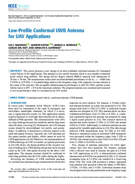 Pdf Low Profile Conformal Uwb Antenna For Uav Applications