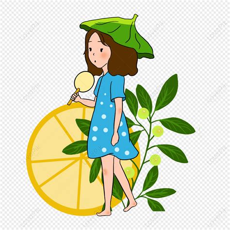 로터스 잎 어린 소녀 Png 일러스트 무료 다운로드 Lovepik