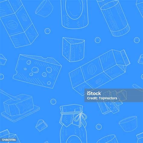 유제품 원활한 패턴 천연 건강 전통 유기농 유제품 디자인 요소 직물 배경 화면 포장 웹 페이지 벡터 일러스트레이션에 사용할 수 있습니다 0명에 대한 스톡 벡터 아트 및 기타