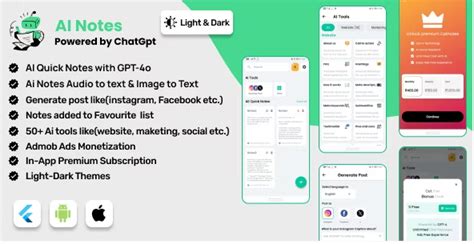 Ai Notes And Ai Tools Flutter Full Application Admob Subscription Plan Buy Apps Themes