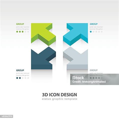 Infografis Ikon Transformasi 3d Warna 4 Warna Ilustrasi Stok Unduh