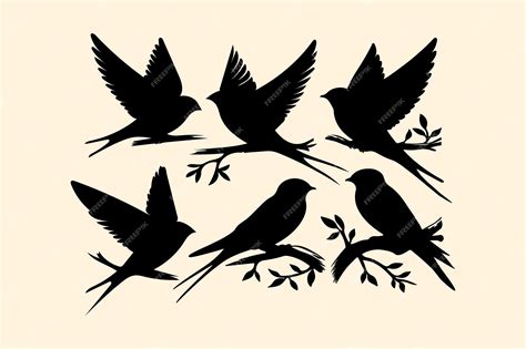 Premium Vector Set Of Birds Silhoutee Vector Art Illustration