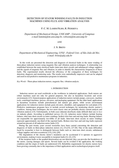 Pdf Detection Of Stator Winding Faults In Induction Machines Using