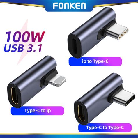 Fonken Elbow Pin To Usb Type C Charging Data Cable Adapter Converter For Iphone Xiaomi