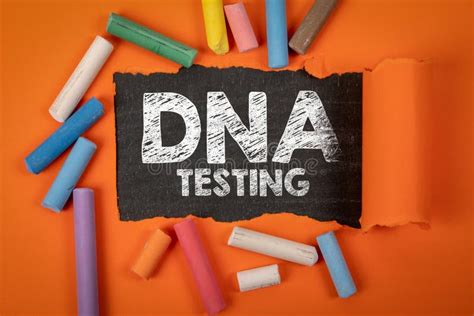 Dna Testing Text Under Torn Orange Paper On A Blackboard Stock Image