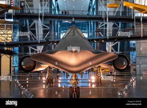 Lockheed Sr 71 Blackbird On Display In The E Boeing Aviation Hangar At