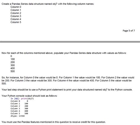 solved create a pandas series data structure named obj7 with