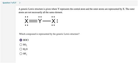 Solved Question 7 Of 27 A Generic Lewis Structure Is Given