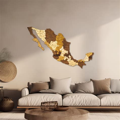 3d Wooden Map Of Mexico Mexican Wall Art Travel Tracker Decor