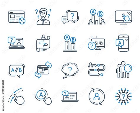 Vector De Stock UX Line Icons Set Of AB Testing Journey Path Map And Question Mark Icons