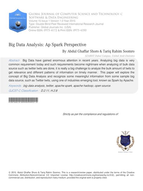 Pdf Big Data Analysis Apache Spark Perspective