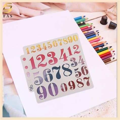 [fashionboutique1 Th] แม่แบบภาพวาดตัวเลขพลาสติก Diy เค้กกาแฟตกแต่งสเปรย์แม่พิมพ์ลายฉลุ Shopee