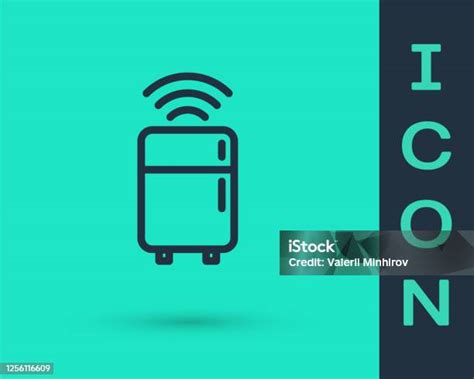 녹색 배경에 격리 된 블랙 라인 스마트 냉장고 아이콘 냉장고 냉장고 냉장고 무선 연결과 사물 인터넷 개념 벡터 0명에 대한 스톡 벡터 아트 및 기타 이미지 Istock