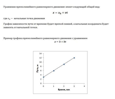 как построить график зависимости пути от времени для прямолинейного равномерного движения