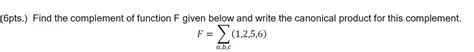 Solved Pts Find The Complement Of Function F Given Below Chegg