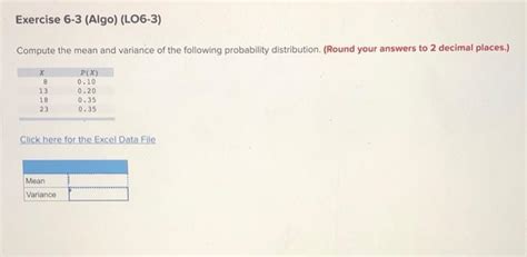 Solved Exercise 6 3 Algo L06 3 Compute The Mean And