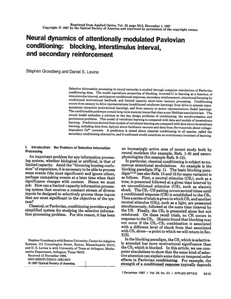 Pdf Neural Dynamics Of Attentionally Modulated Pavlovian Conditioning Blocking Interstimulus