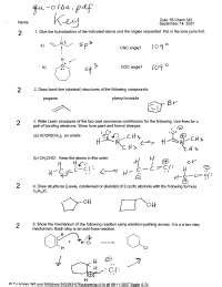 Lewis Structure Introductory Organic Chemistry Quiz Key CHEM 343 Docsity