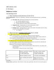 MKTG Midterm Docx MKTG FALL Dr Hieu Nguyen Midterm Review Ch Marketing Research