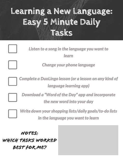 Daily Language Learning Checklist Learn A New Language Learn Another Language Learning