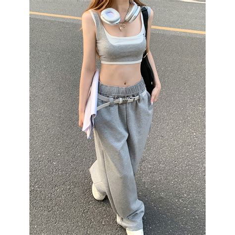 2nd Studios灰色运动套装女百搭2023年夏季新款辣妹休闲两件套潮虎窝淘