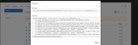 Error Occurred While Executing Task Refreshmovie لم يتم التعرف على