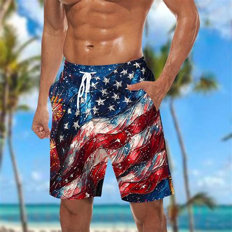 Xysaqa American Flag Board Shorts Mens Swim Trunks Big And Tall Mens