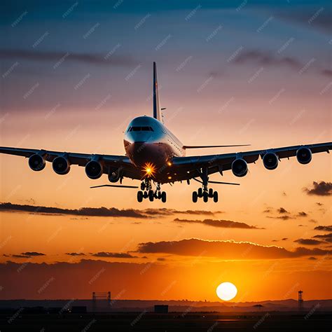 Premium Ai Image Passenger Airplane Taking Off At Dusk Sky