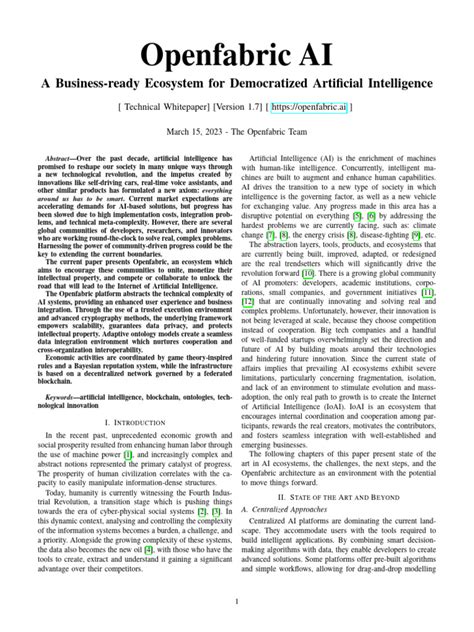 Openfabric Whitepaper Pdf Artificial Intelligence Intelligence Ai And Semantics