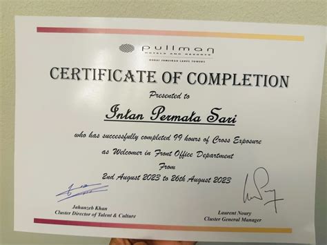 I Have Successfully Completed My Cross Training As A Reception What A